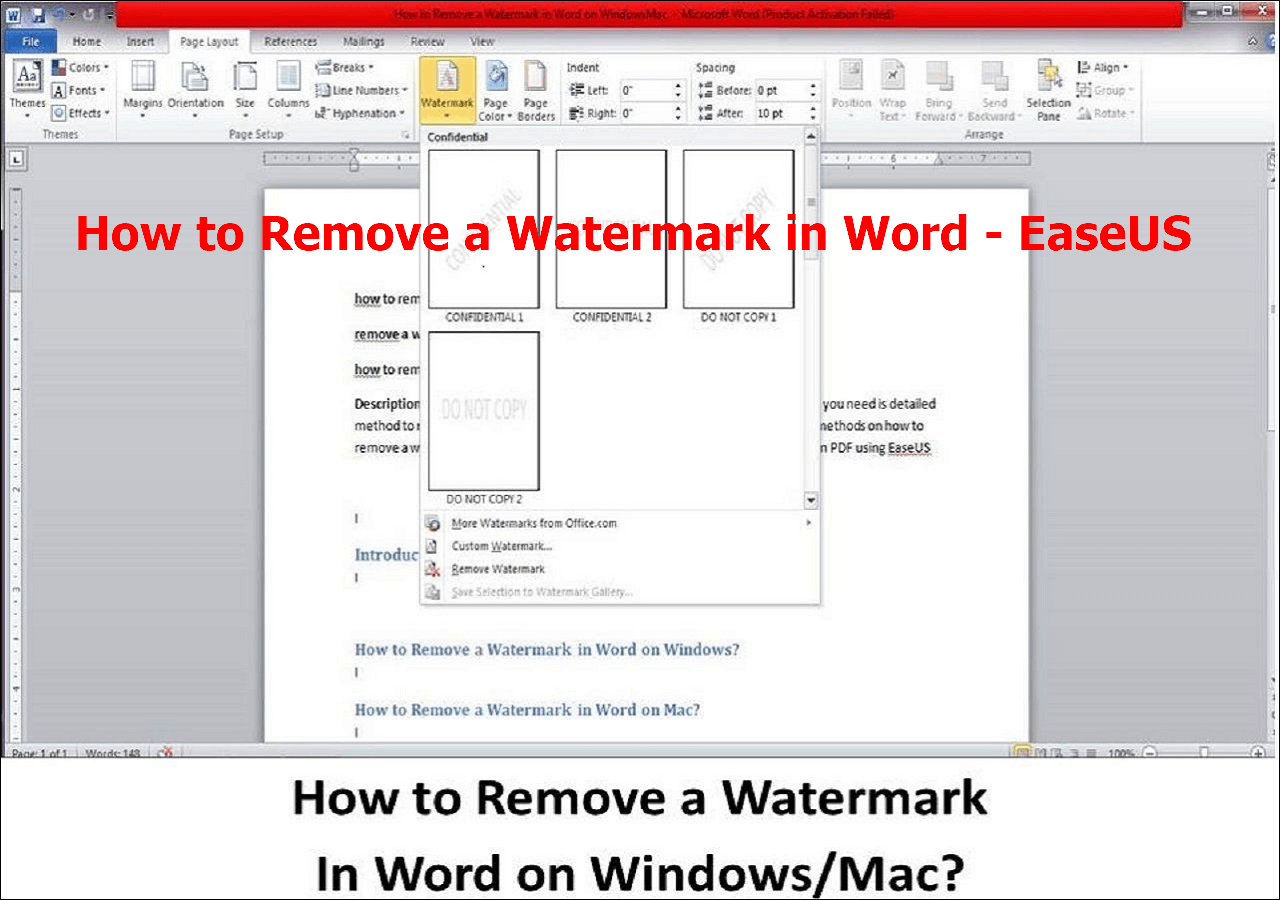 How To Remove A Watermark In Word Updated 2024 EaseUS