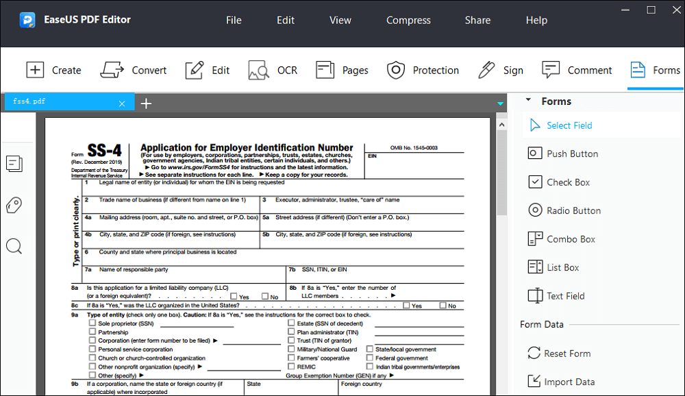 Full Guide How To Fill In IRS Form SS 4 PDF Easily EaseUS Full Guide How To Fill In IRS Form SS 4 PDF Easily EaseUS